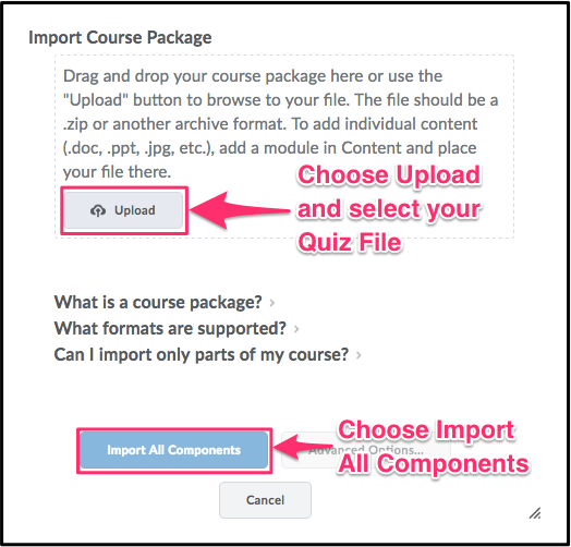 D2L/Brightspace: How to Import Questions Banks